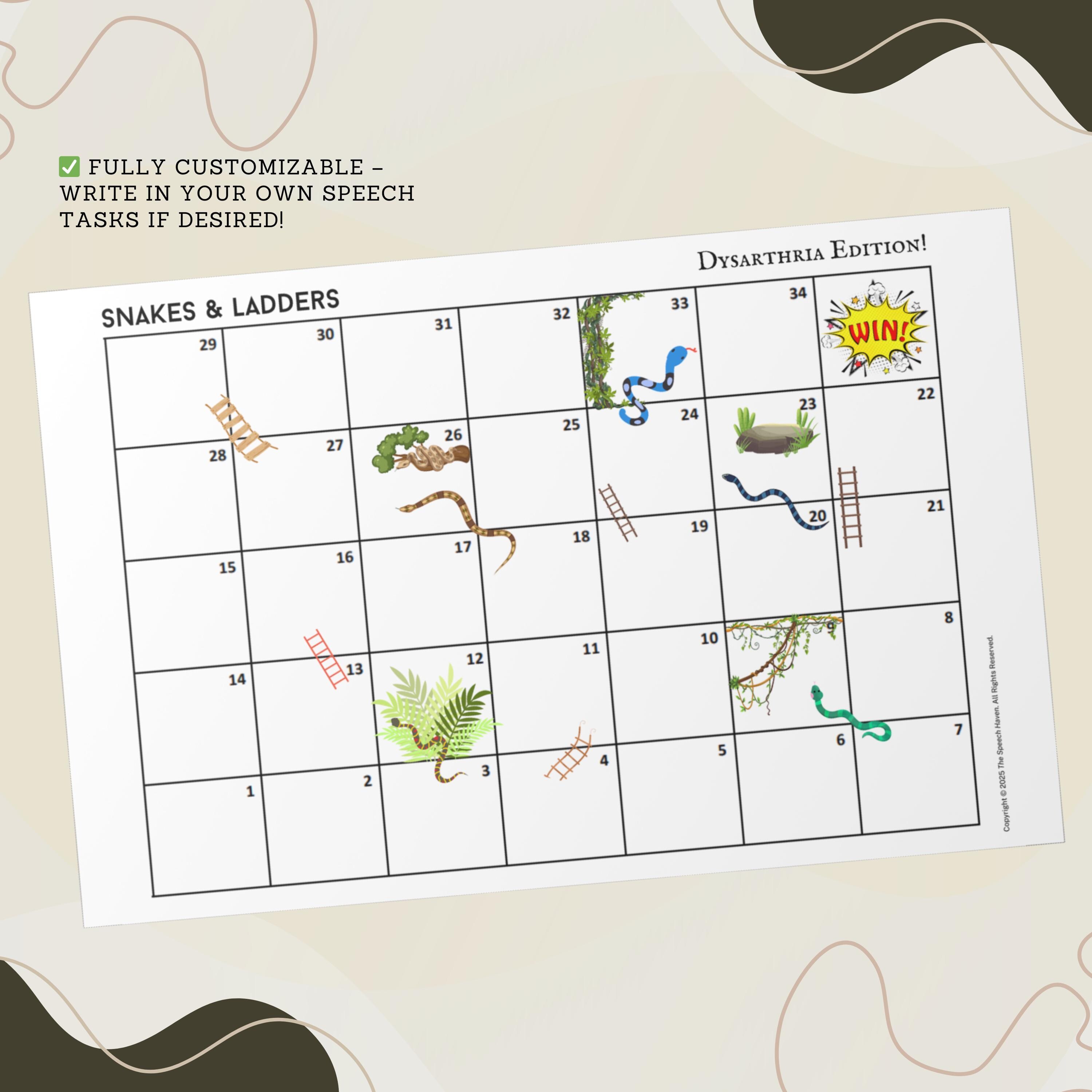 Snakes & Ladders Dysarthria Game PRINTABLE - Speech and Language ...