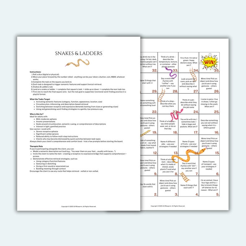 Aphasia Word Finding Printable Therapy Games - Etsy