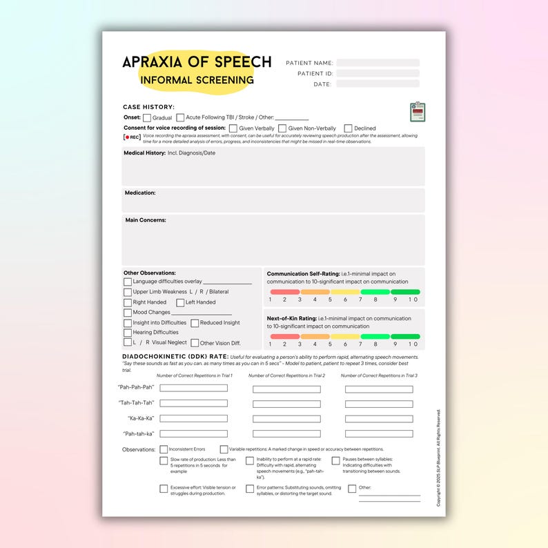 The Informal Screening Bundle: Printable & Fillable 5 Informal ...