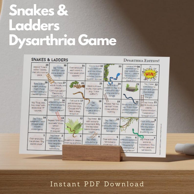 Snakes & Ladders Dysarthria Game PRINTABLE - Speech and Language ...