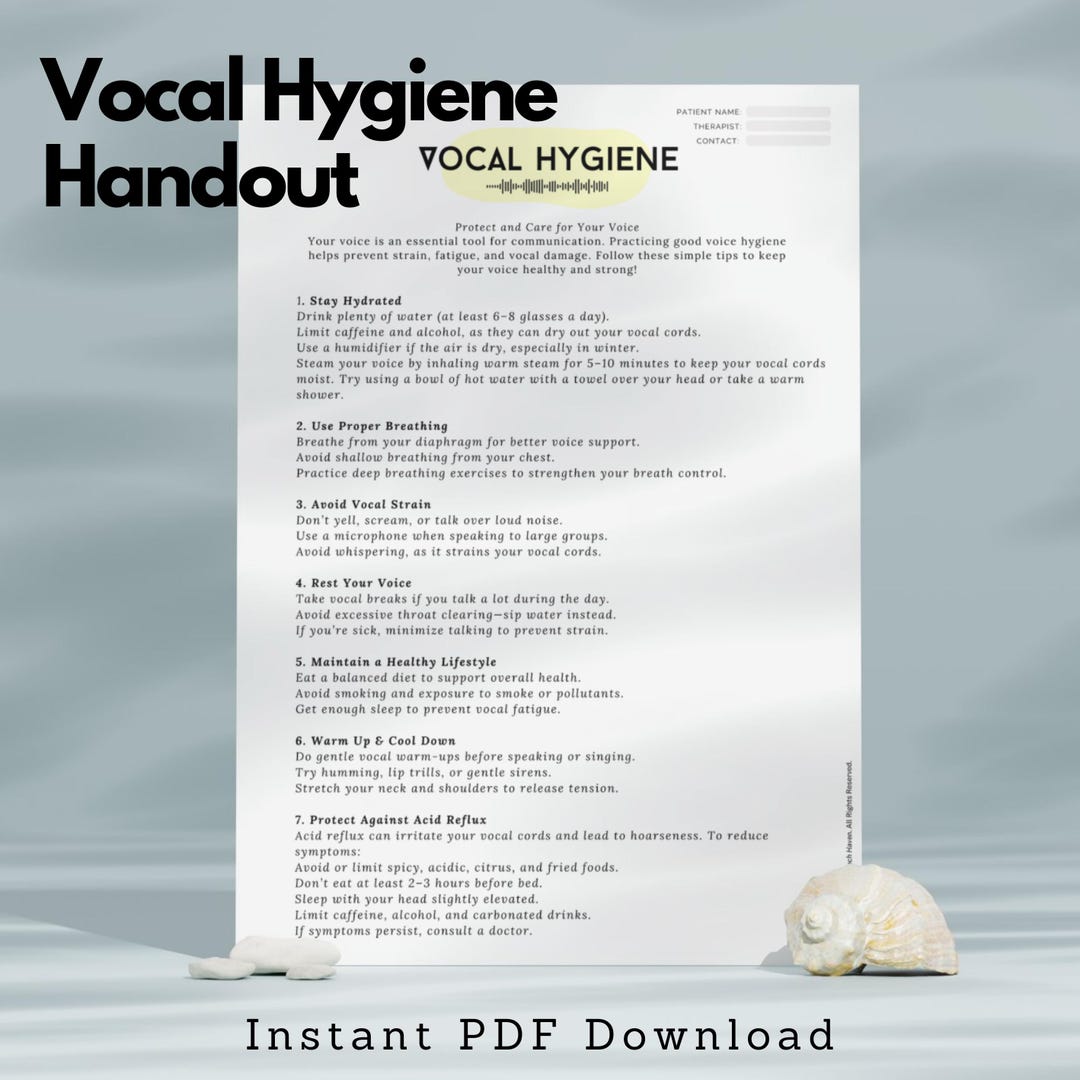 Vocal Hygiene PRINTABLE Handout / Speech and Language Pathology / Vocal ...