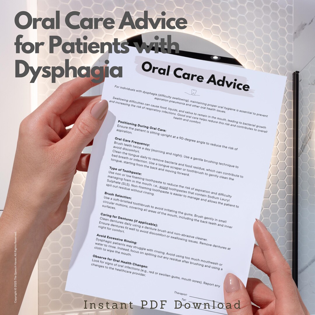 Oral Care Advice for Dysphagia PRINTABLE Resource / Speech and Language ...