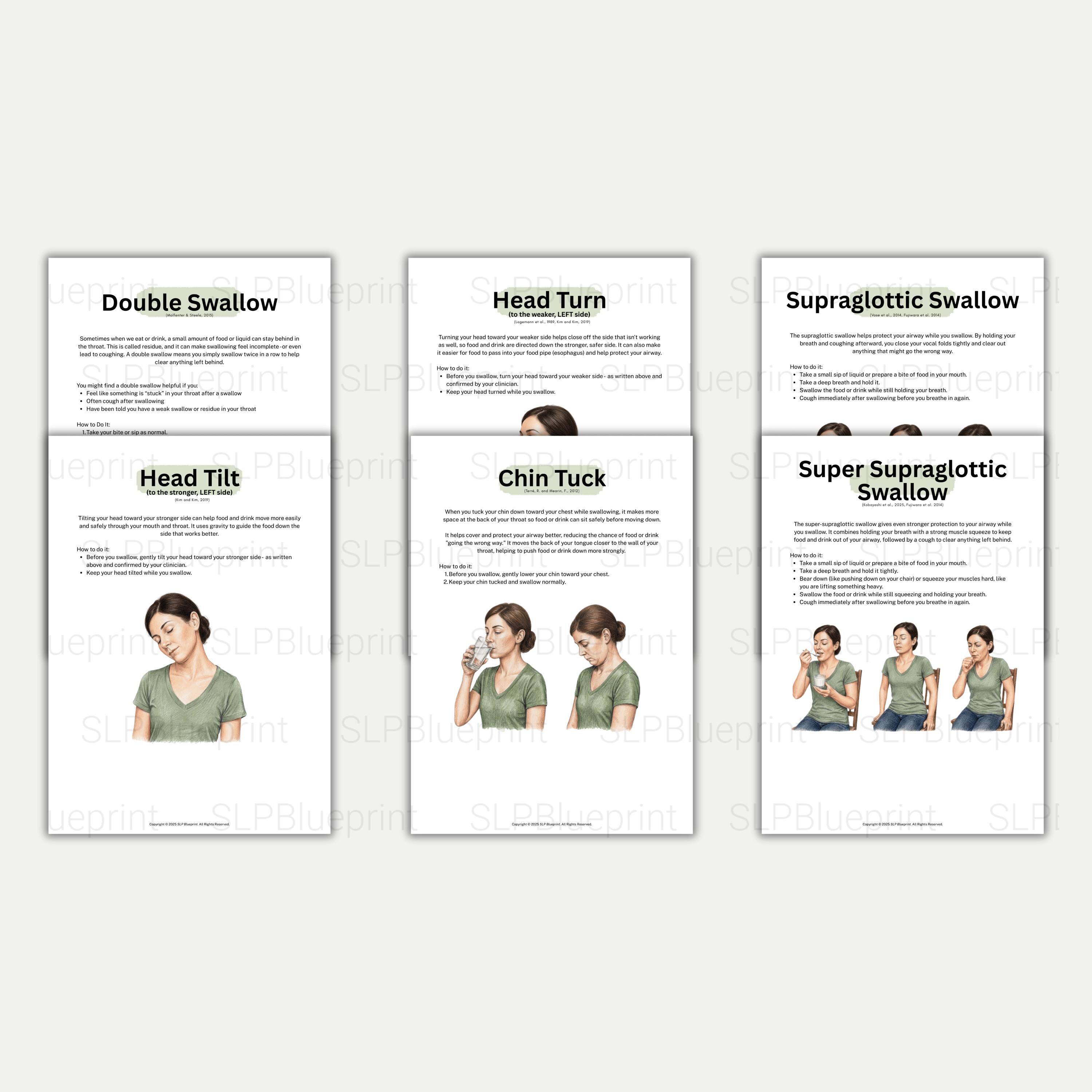 Dysphagia Compensatory Swallowing Strategies Handout: Speech Therapy ...