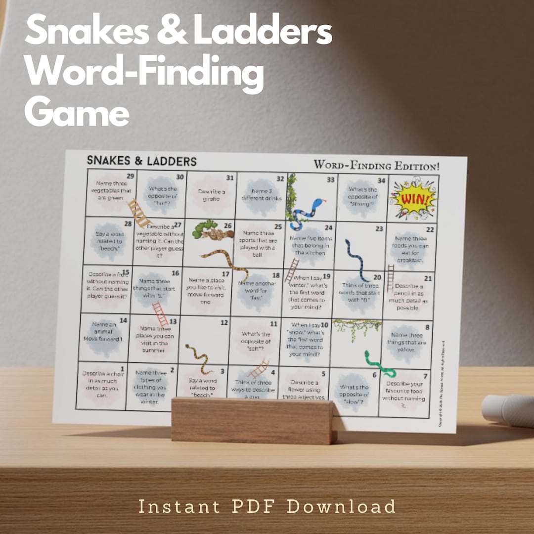 Snakes & Ladders Word-finding Game PRINTABLE - Speech and Language ...