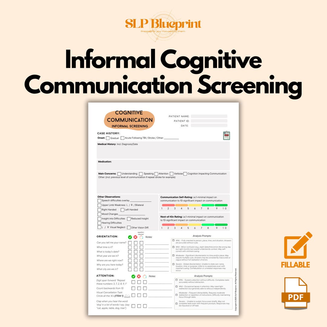 Informal Cognitive Communication Screening Speech and Language ...