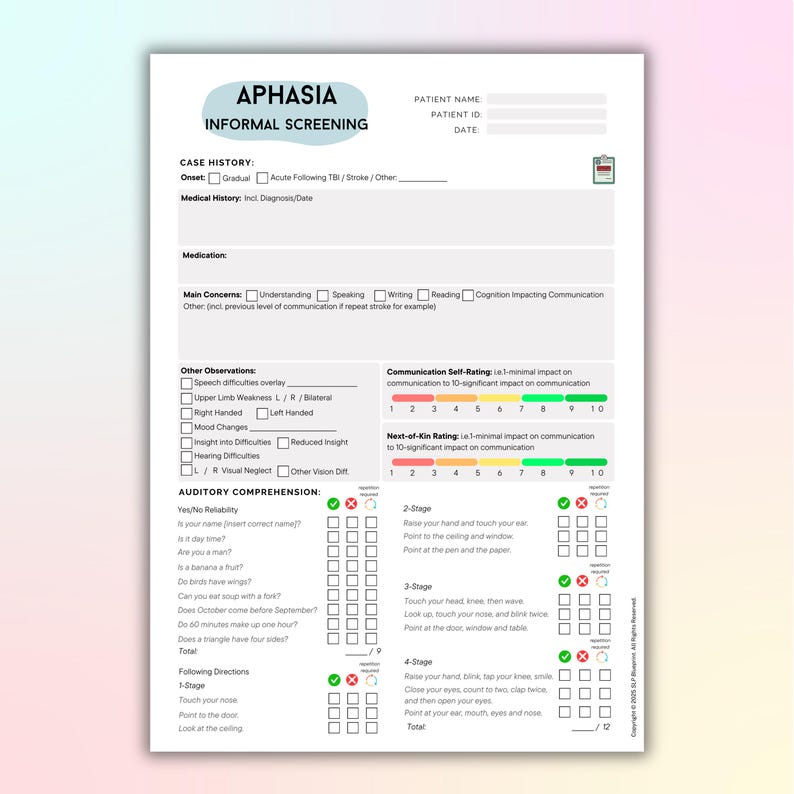 The Informal Screening Bundle: Printable & Fillable 5 Informal ...