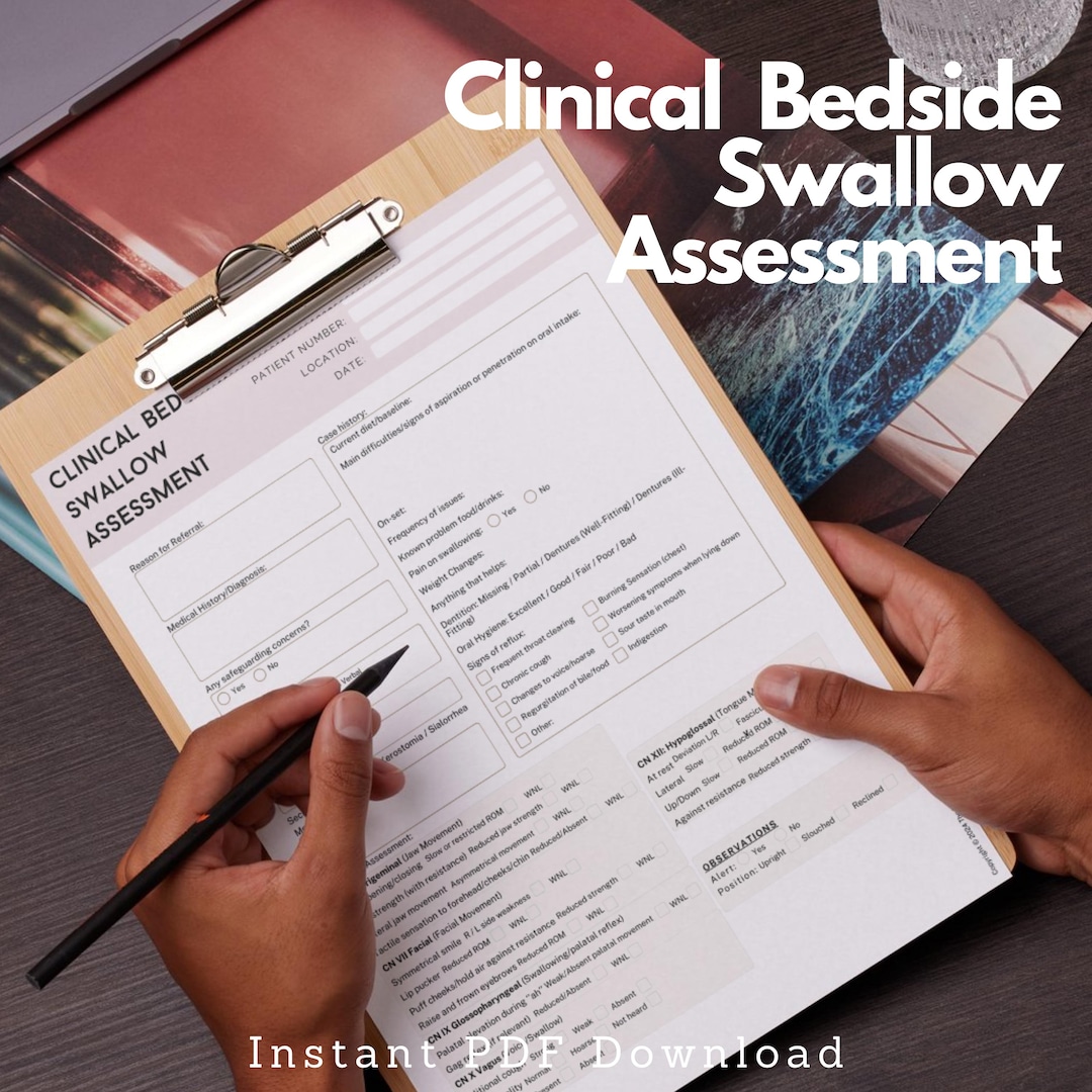 Dysphagia Bedside Swallow Assessment Template | Speech Therapy Evaluation Form | Swallowing ...