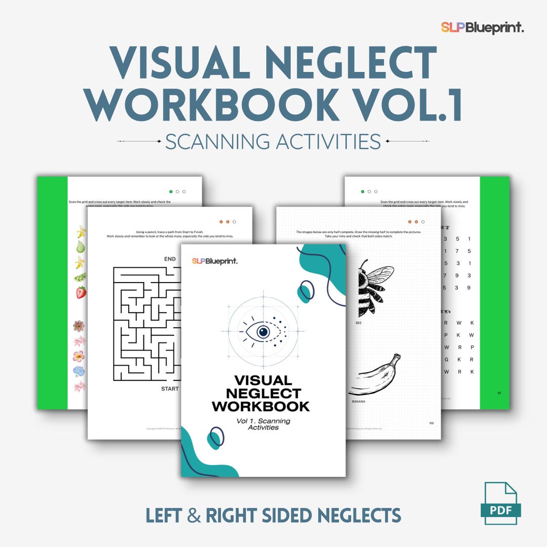 Visual Neglect Workbook, Scanning Activities Speech and Language ...