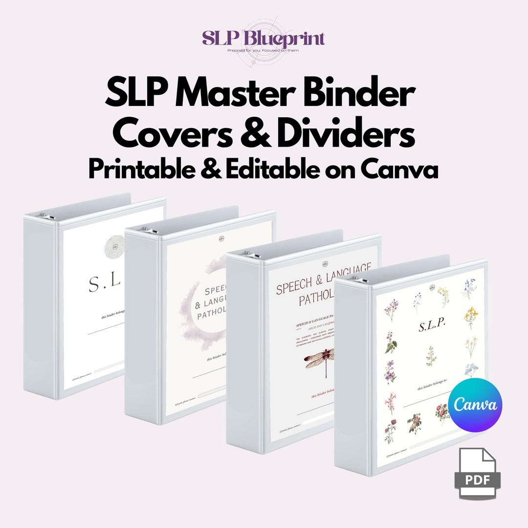 SLP Binder Covers & Dividers, Speech Therapy Organiser Templates ...