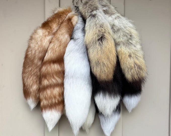 XL Real Coyote and Fox Tail Keychains // Therian Tail, Furry, Cosplay ...
