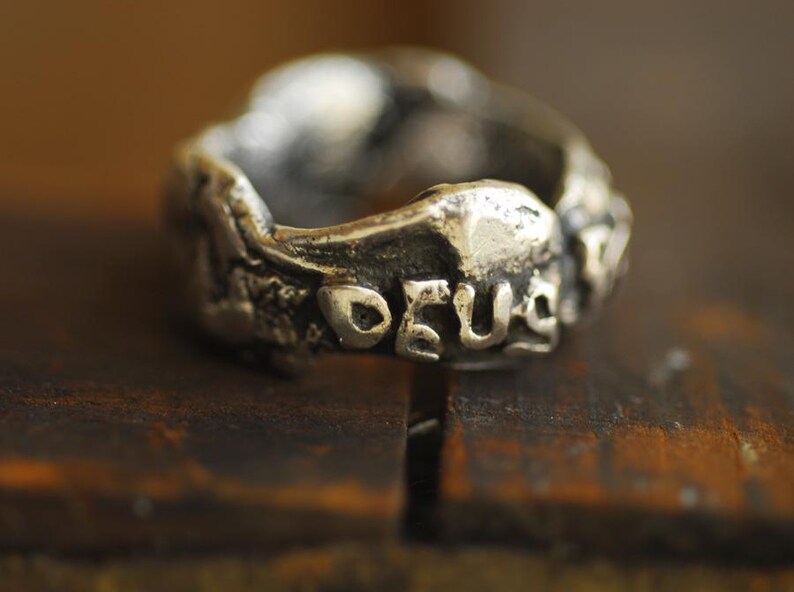 Deus Pascit Corvus Ring, Latin Quote Jewelry, Raven, Faith Jewelry ...
