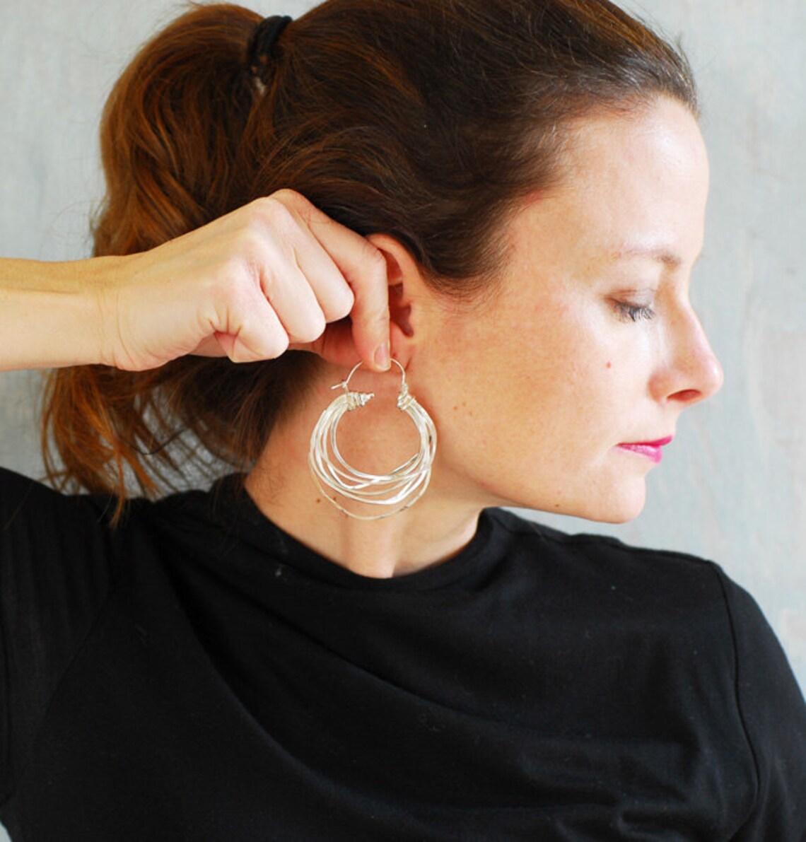 Large Hoop Earrings Statement Hoops Sterling Silver - Etsy