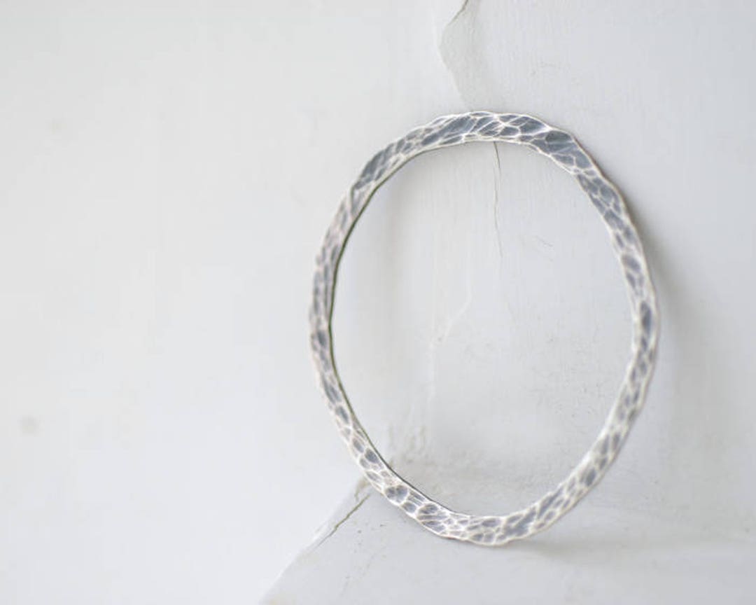 Thick Silver Bangle, Textured Bangle, Black Bracelet, Heavy Sterling ...
