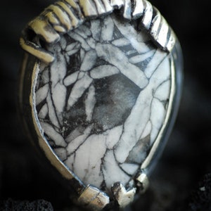 Truth, Pinolith Ring, Black and White Jewelry, Artisan Statement Ring ...