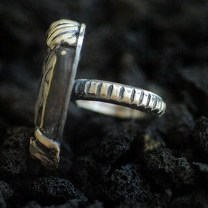 Truth, Pinolith Ring, Black and White Jewelry, Artisan Statement Ring ...