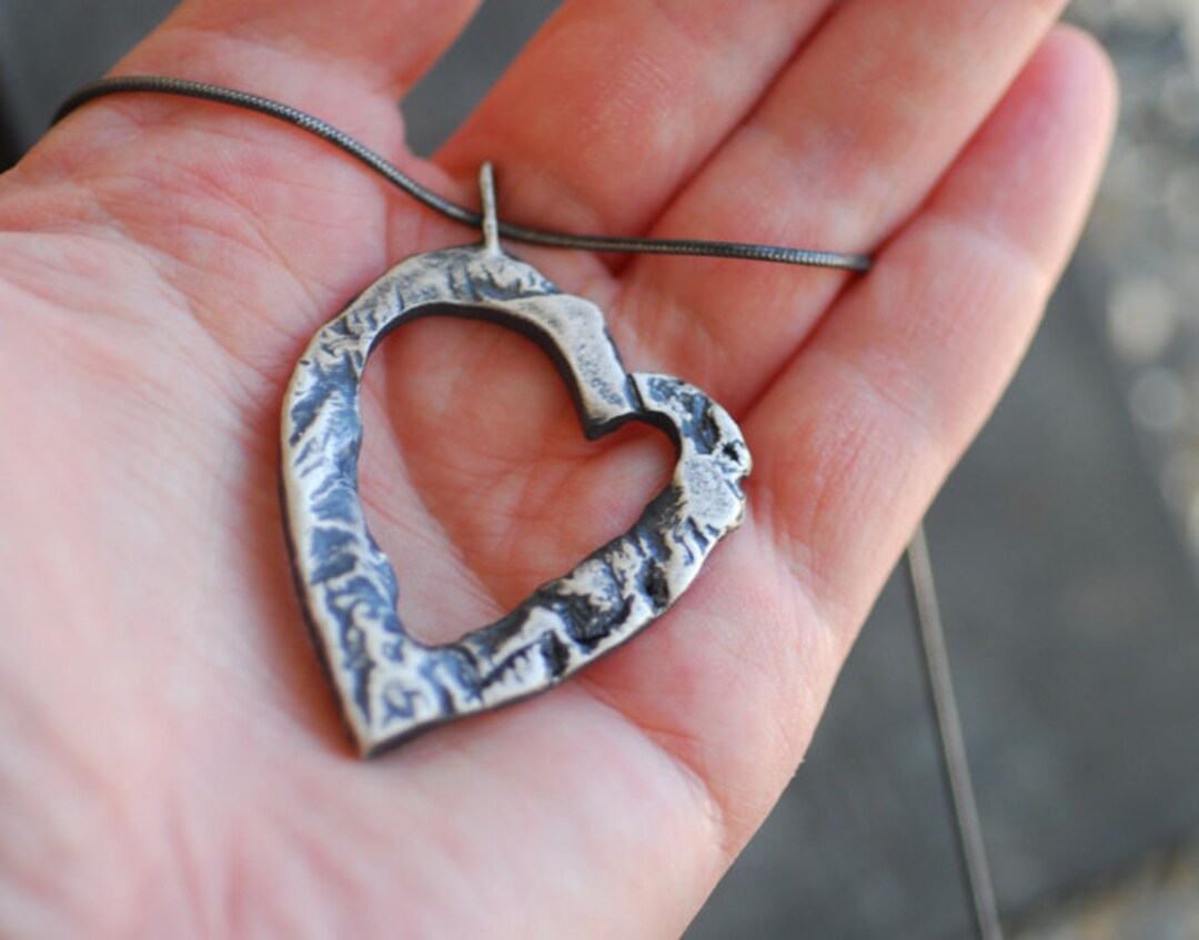 Big Heart Pendant Molten Heart Anniversary Gift Gift for - Etsy
