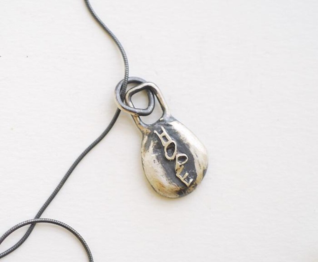 Hope Necklace, Text Jewelry, Silver Word Pendant, Inspirational ...