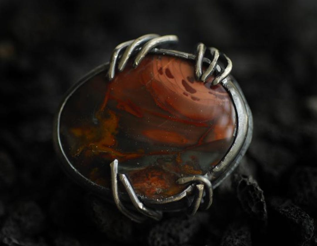 Morrisonite Jasper Statement Ring: Sterling Silver Scenic Landscape ...