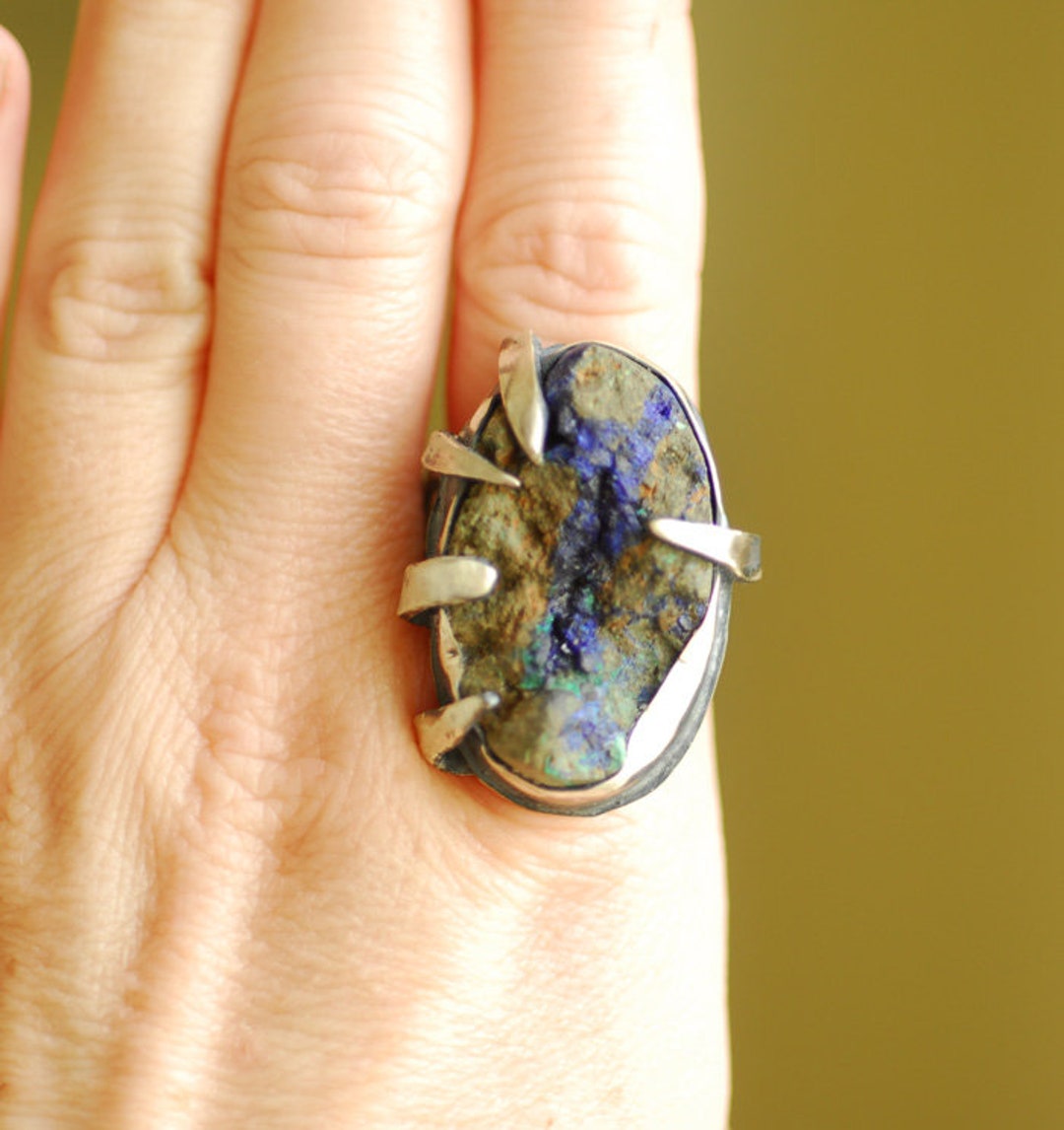 A Different River, Azurite Ring, Raw Gemstone Ring, Natural Surface ...