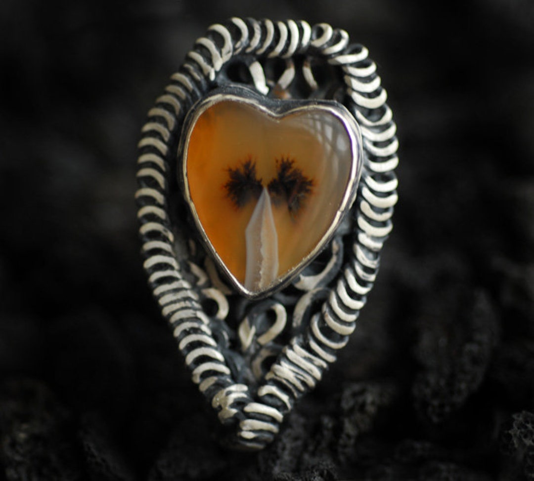 The Air That I Breathe, Montana Agate Ring, Sterling Silver Heart Jewelry, Love Jewelry, Hope ...