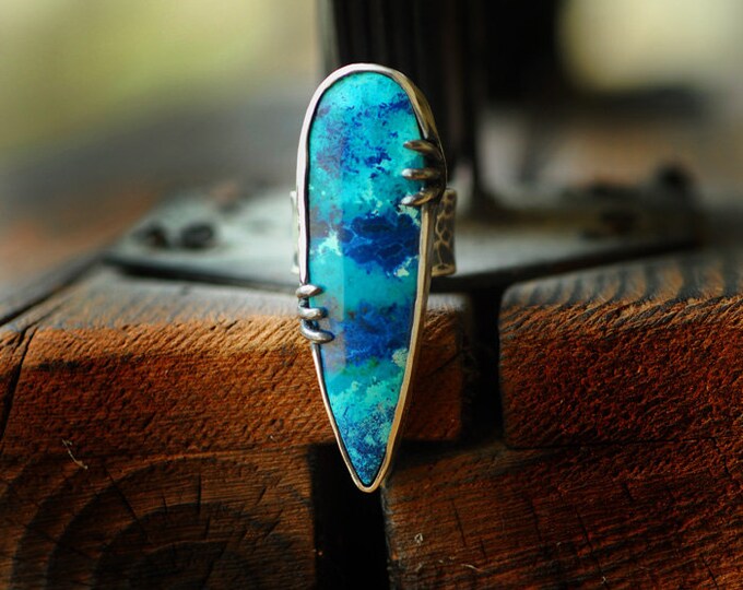 Long Talon Ring, Shattuckite Blue Ring, Ocean Inspirational Jewelry ...