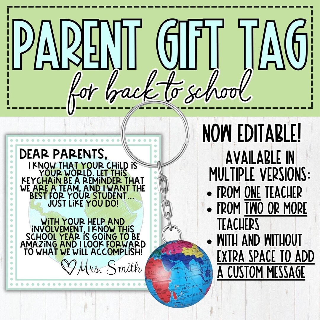 Globe Parent Keychain Gift Tag DIGITAL DOWNLOAD EDITABLE | Meet the ...