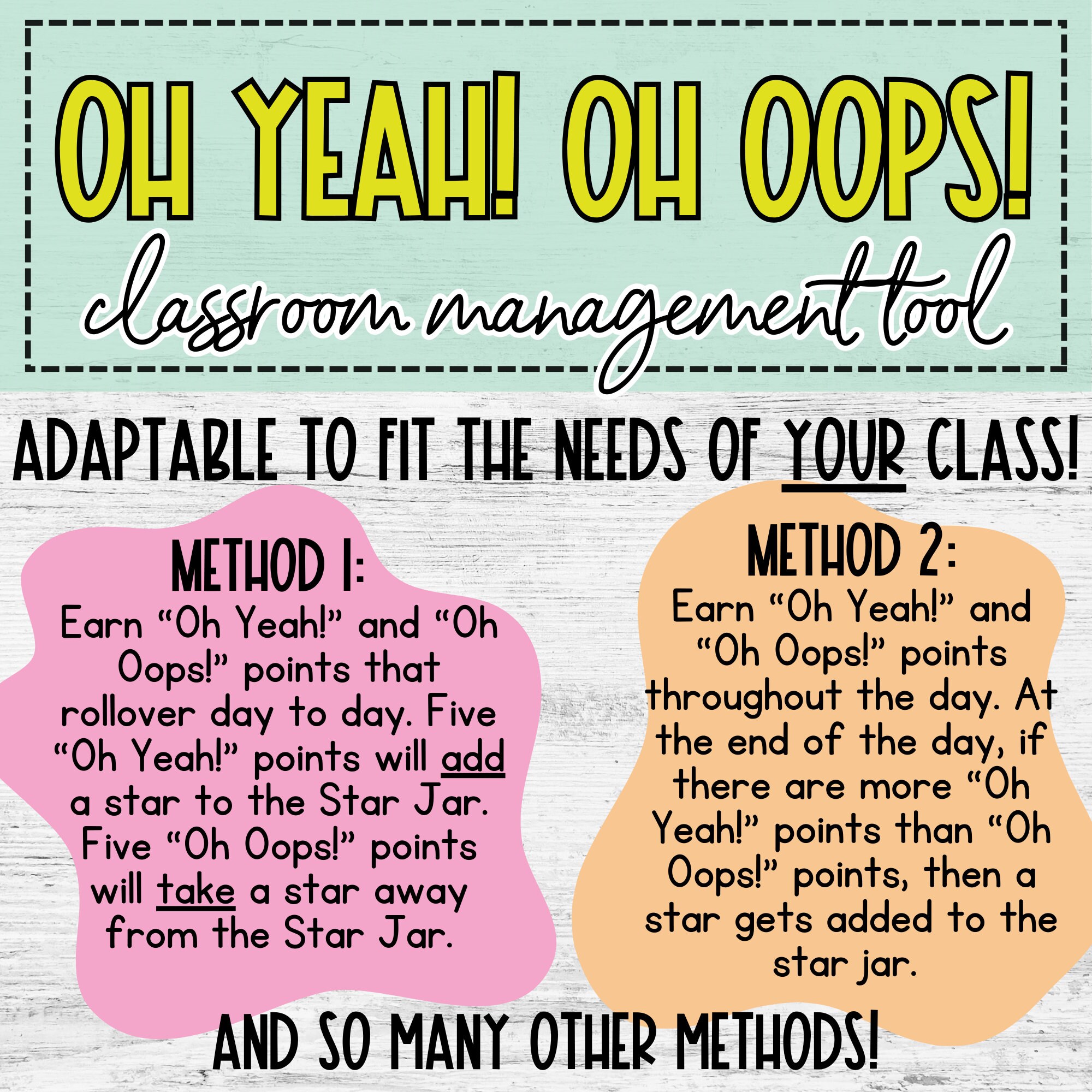 Oh Yeah! Oh Oops! Classroom Management Tool With STAR JAR & Monthly ...