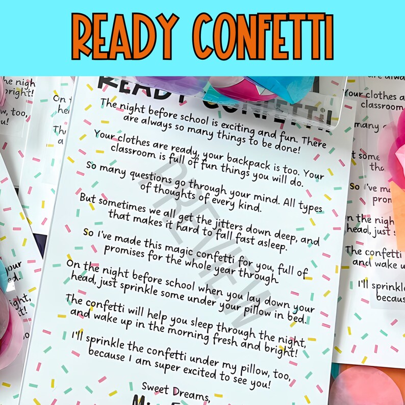 Ready Confetti Gift Tag | Night Before School | Meet the Teacher | Open ...