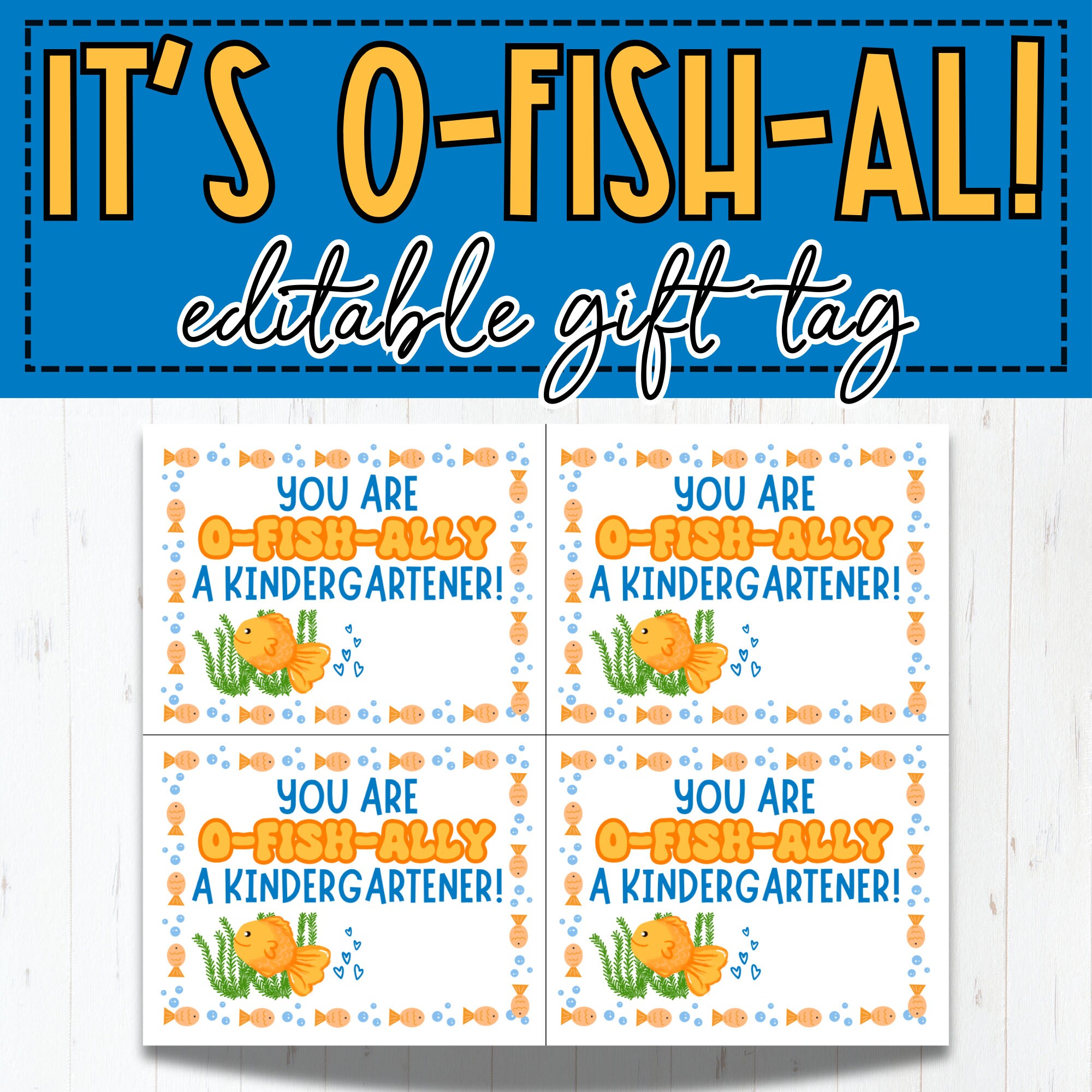 O-fish-ally Gift Tag EDITABLE DIGITAL DOWNLOAD | Student Gift Tag ...