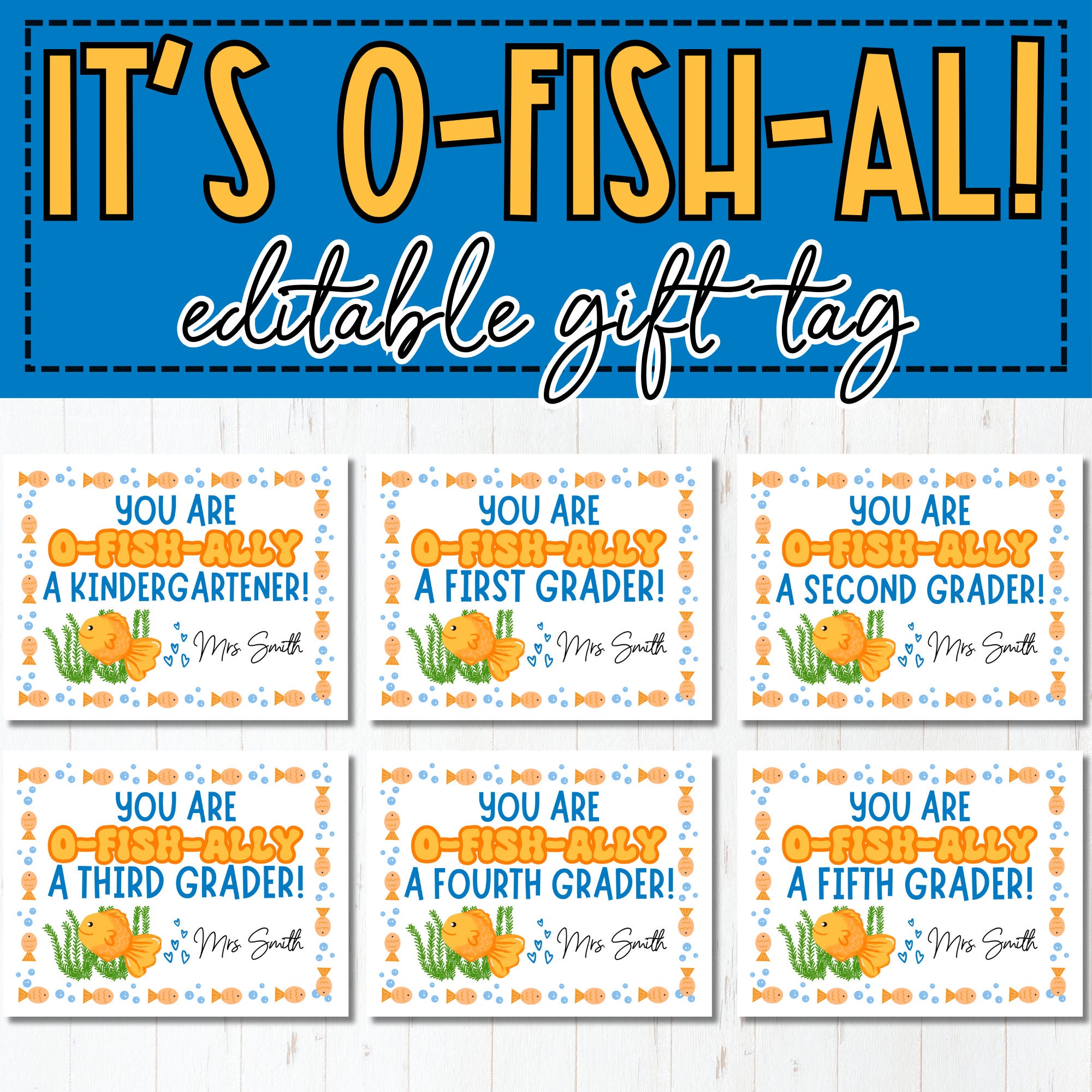 O-fish-ally Gift Tag EDITABLE DIGITAL DOWNLOAD | Student Gift Tag ...