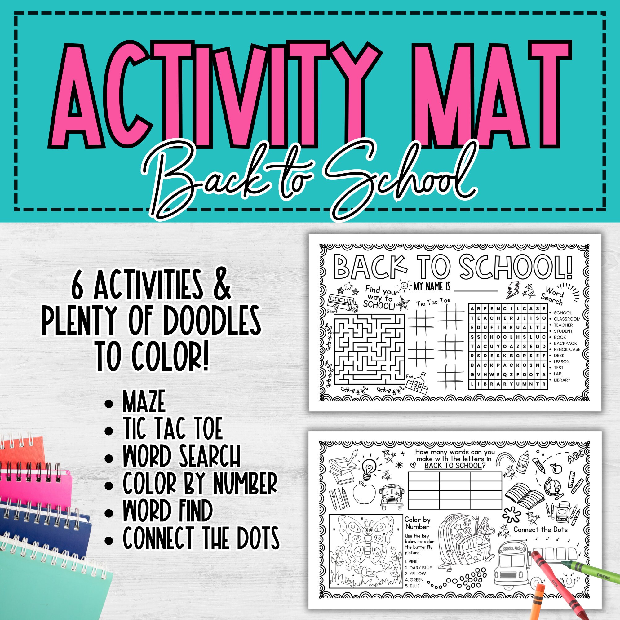 Back to School Activity Placemat | TWO Pages of Fun Activities! 8.5"x14 ...