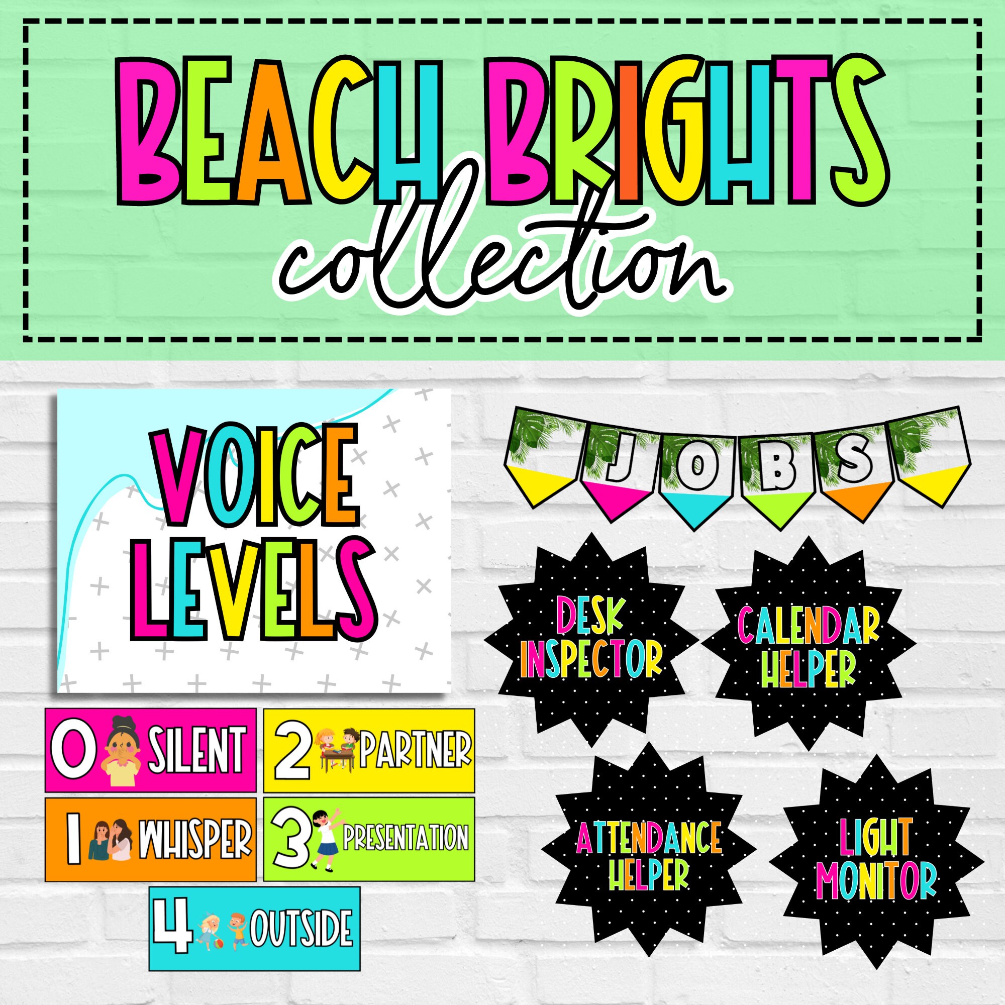 Tropical Bright Vibrant Classroom Decor Bundle Decor Pack Printables ...