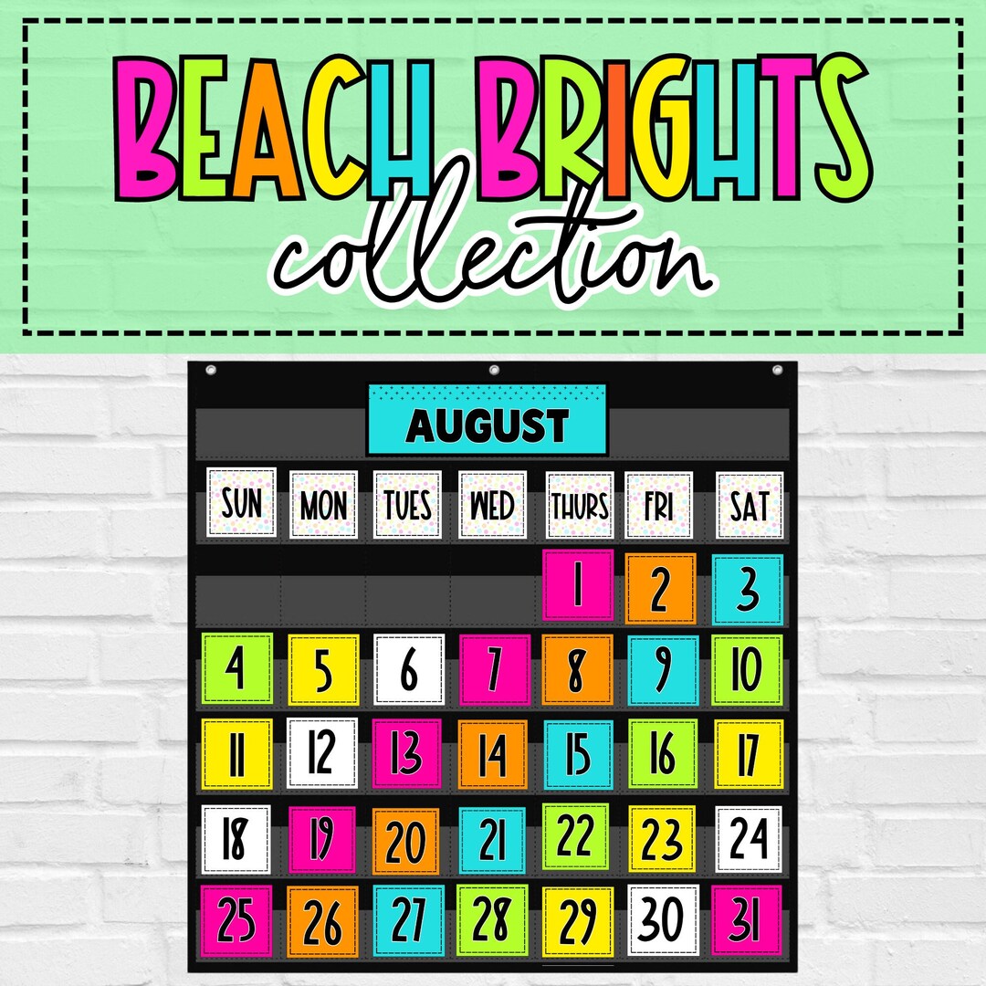 Class Calendar Tropical Bright Vibrant Classroom Decor Printables ...