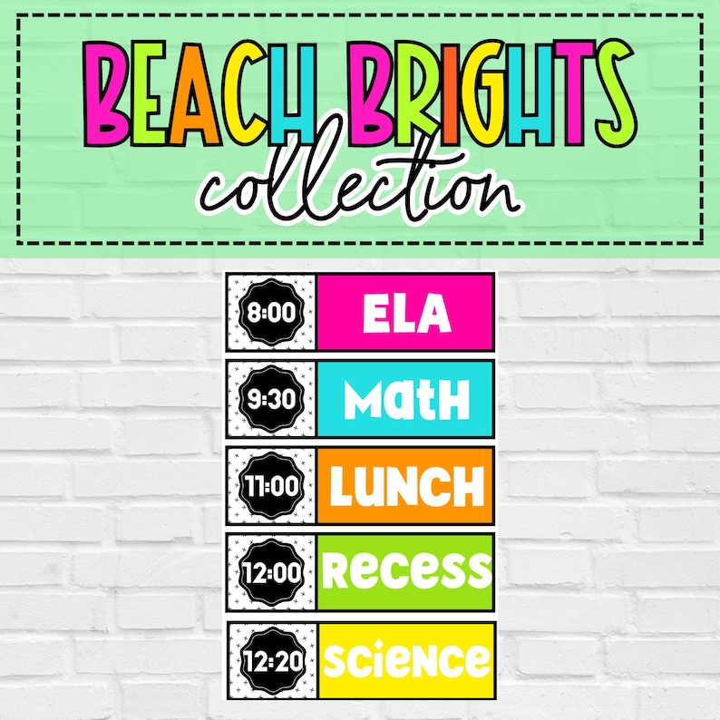 Class Schedule Cards Tropical Bright Vibrant Classroom Decor Printables ...