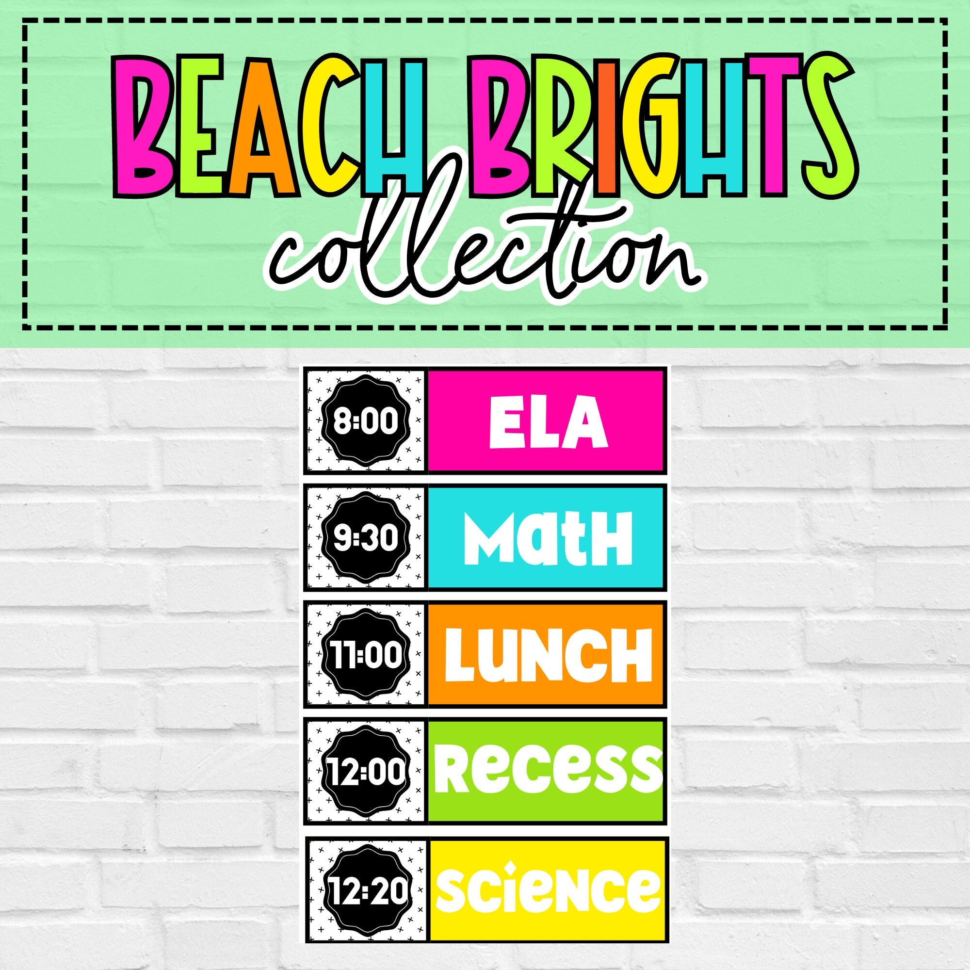 Class Schedule Cards Tropical Bright Vibrant Classroom Decor Printables ...