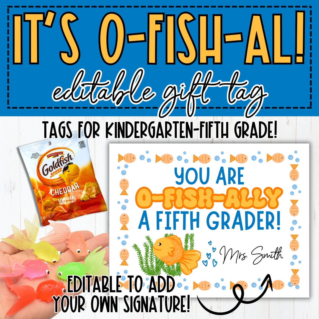 O-fish-ally Gift Tag EDITABLE DIGITAL DOWNLOAD | Student Gift Tag ...