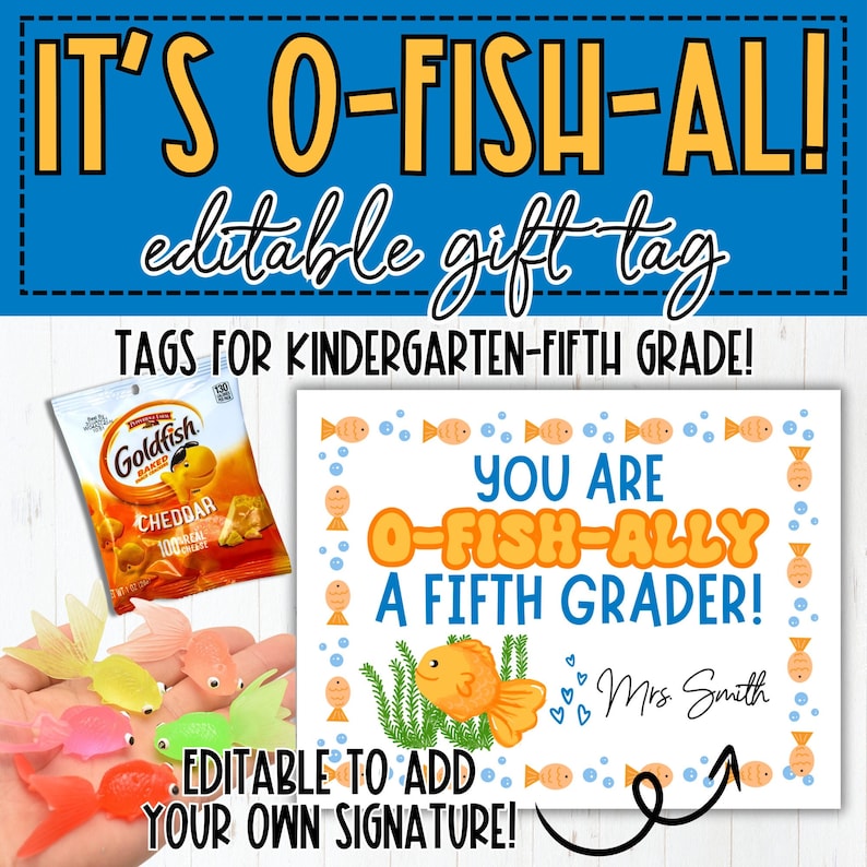 O-fish-ally Gift Tag EDITABLE DIGITAL DOWNLOAD | Student Gift Tag ...