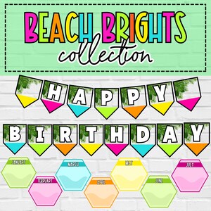Tropical Bright Vibrant Classroom Decor Bundle Decor Pack Printables ...