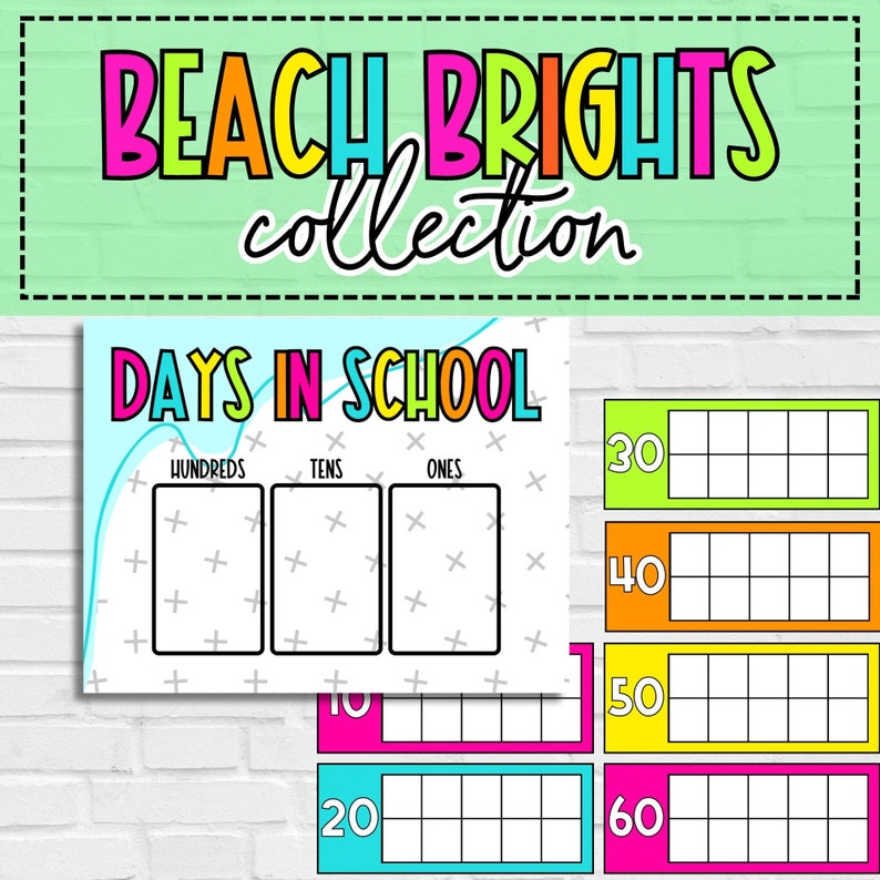 Days in School Counter Tropical Bright Vibrant Classroom Decor ...