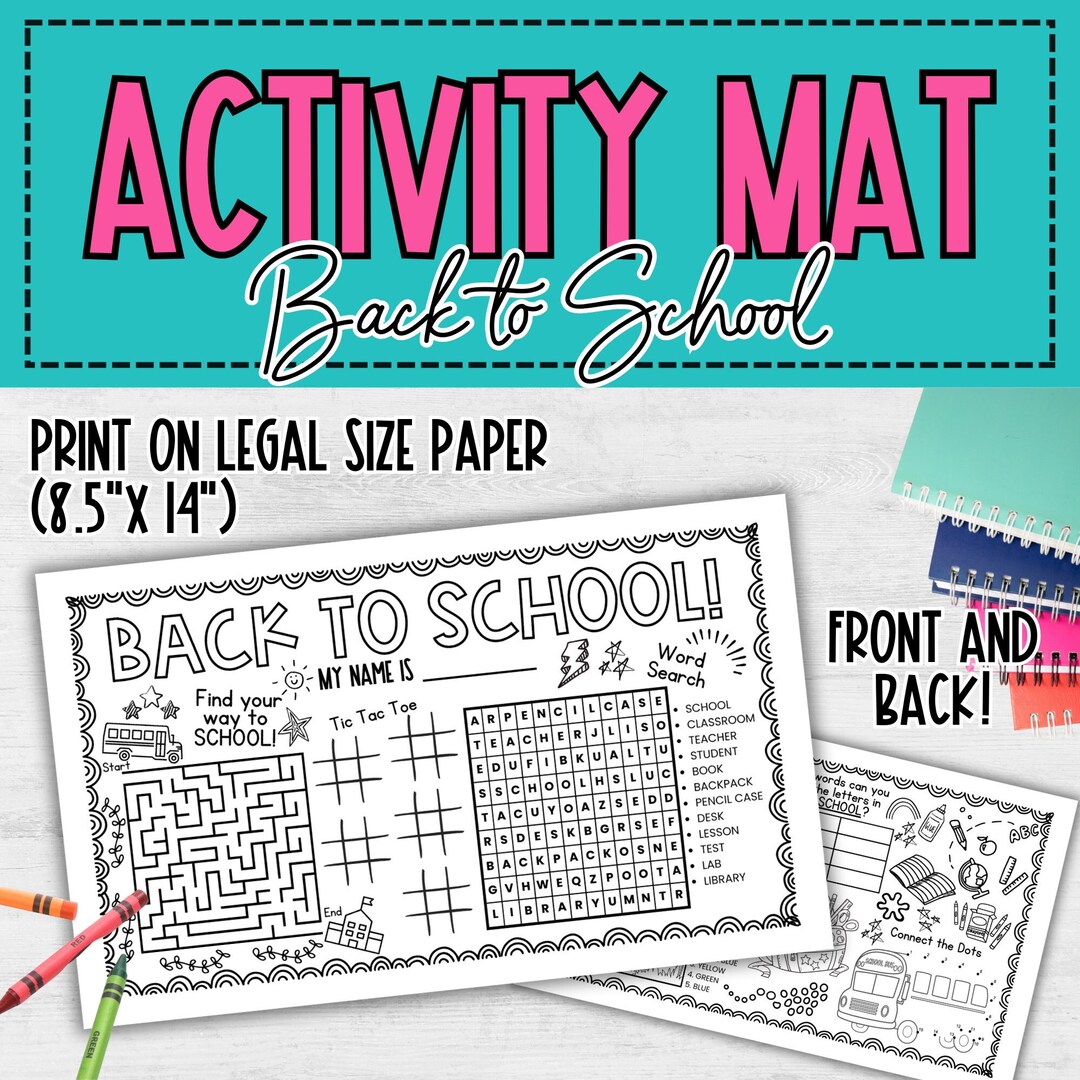 Back to School Activity Placemat | TWO Pages of Fun Activities! 8.5"x14 ...