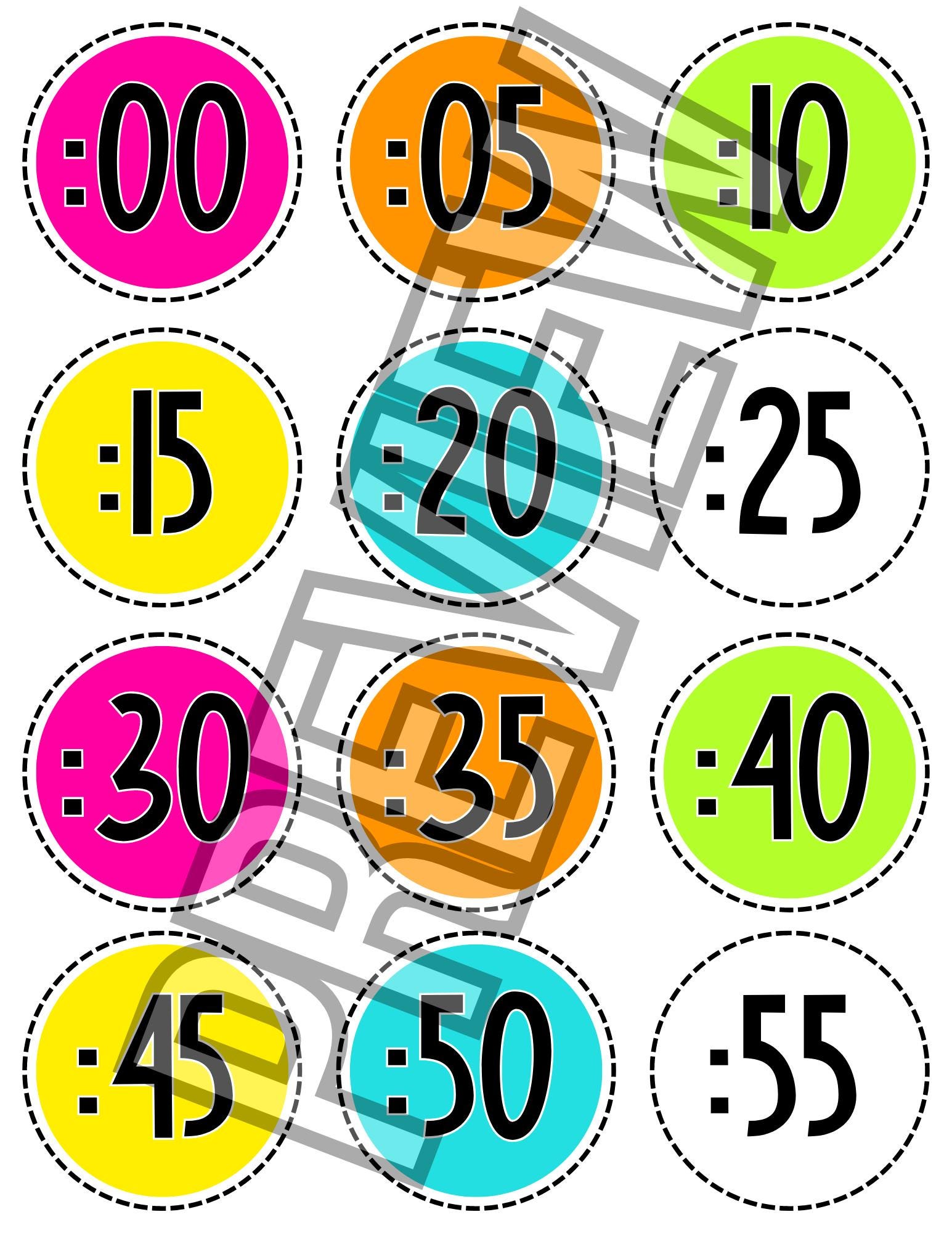 Clock Labels Tropical Bright Vibrant Classroom Decor Printables Teacher ...