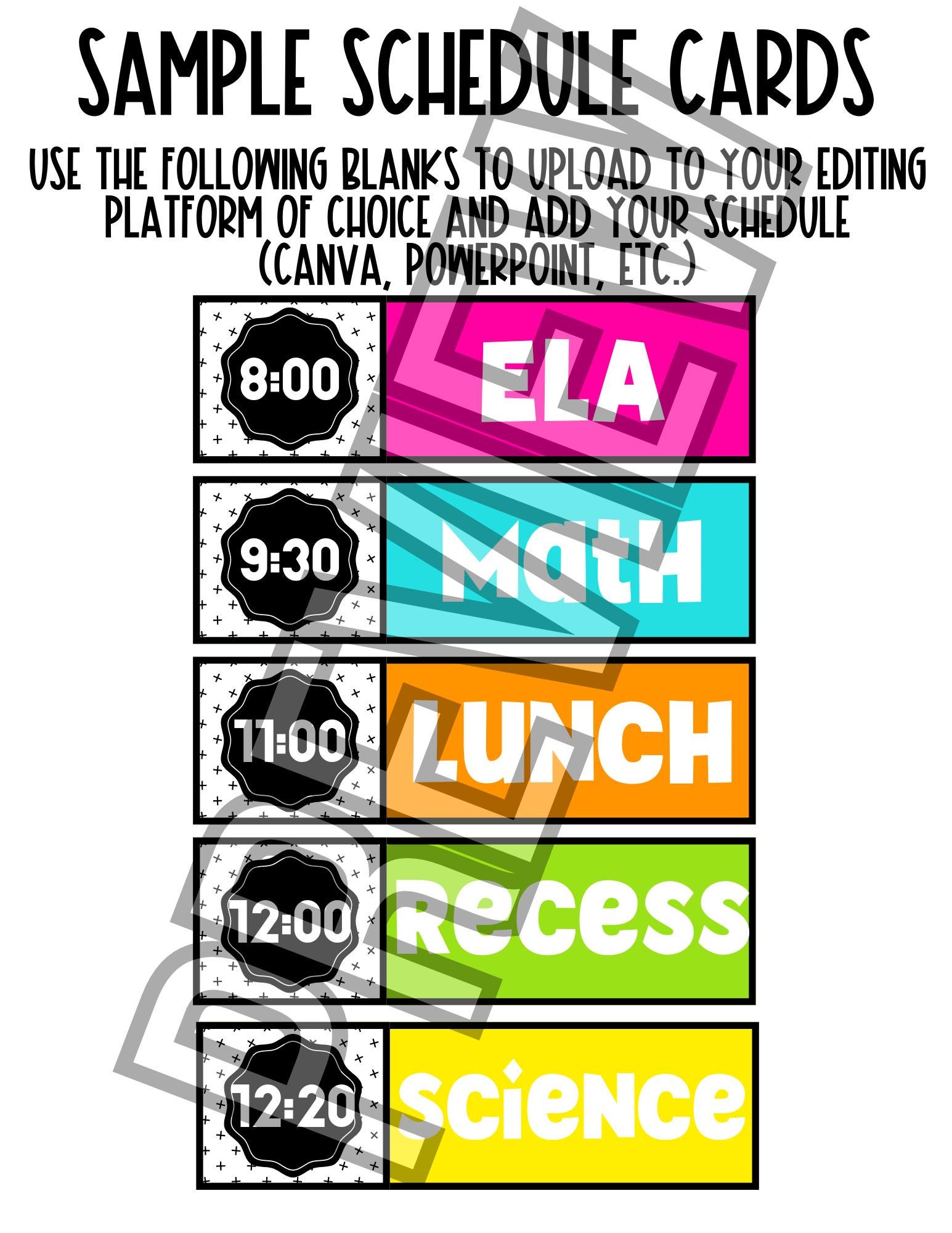 Class Schedule Cards Tropical Bright Vibrant Classroom Decor Printables ...