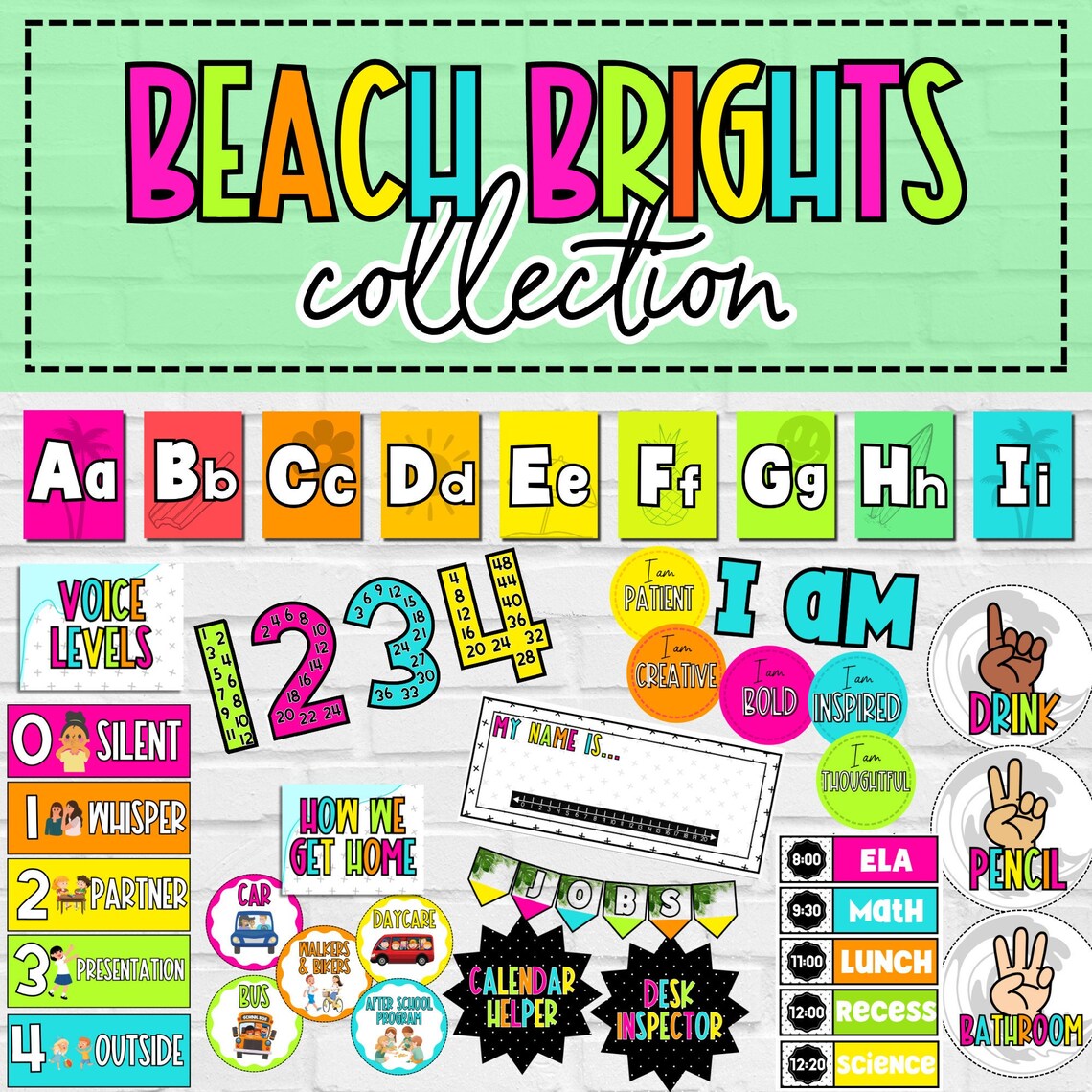 Tropical Bright Vibrant Classroom Decor Bundle Decor Pack Printables ...