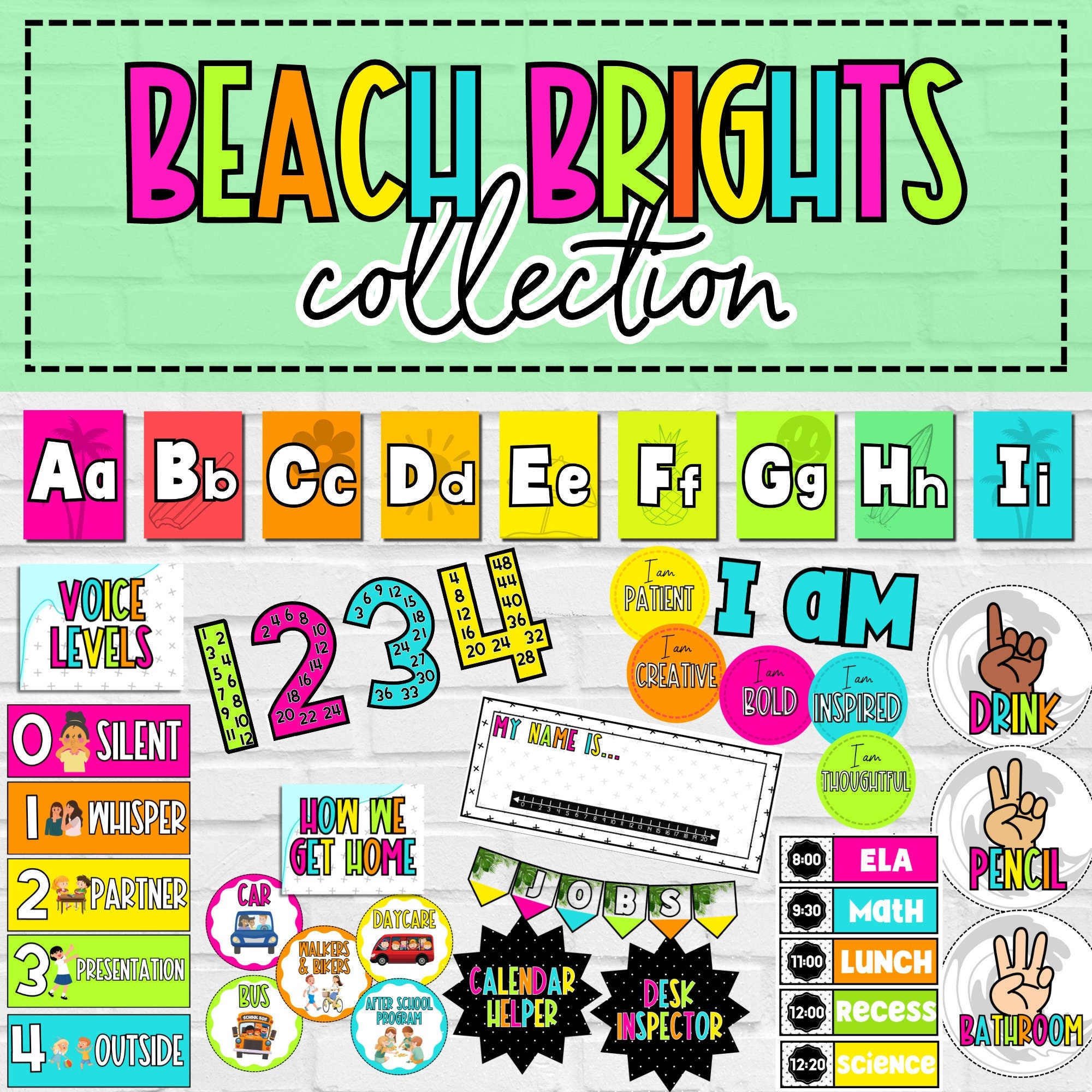 Tropical Bright Vibrant Classroom Decor Bundle Decor Pack Printables ...