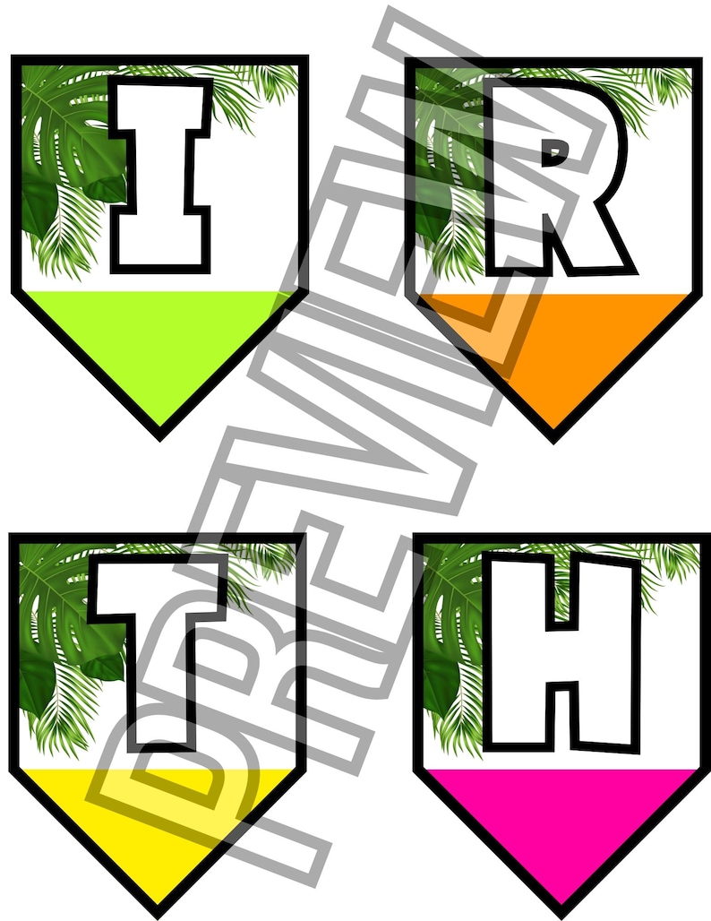 Birthday Board Tropical Bright Vibrant Classroom Decor Printables ...