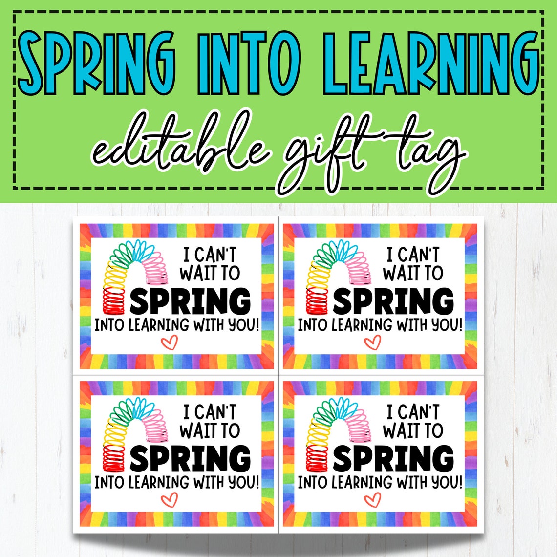 Spring Into Learning Gift Tag EDITABLE DIGITAL DOWNLOAD | Student Gift ...