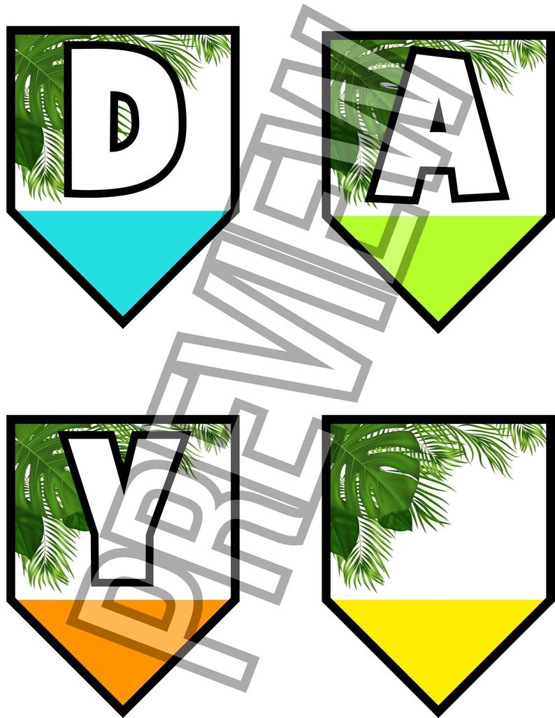 Birthday Board Tropical Bright Vibrant Classroom Decor Printables ...