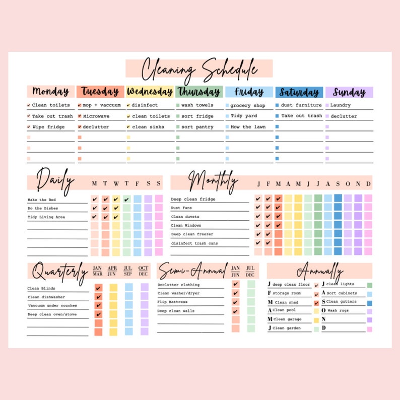 Editable Printable Cleaning Schedule PDF, Digital PDF Cleaning Schedule ...