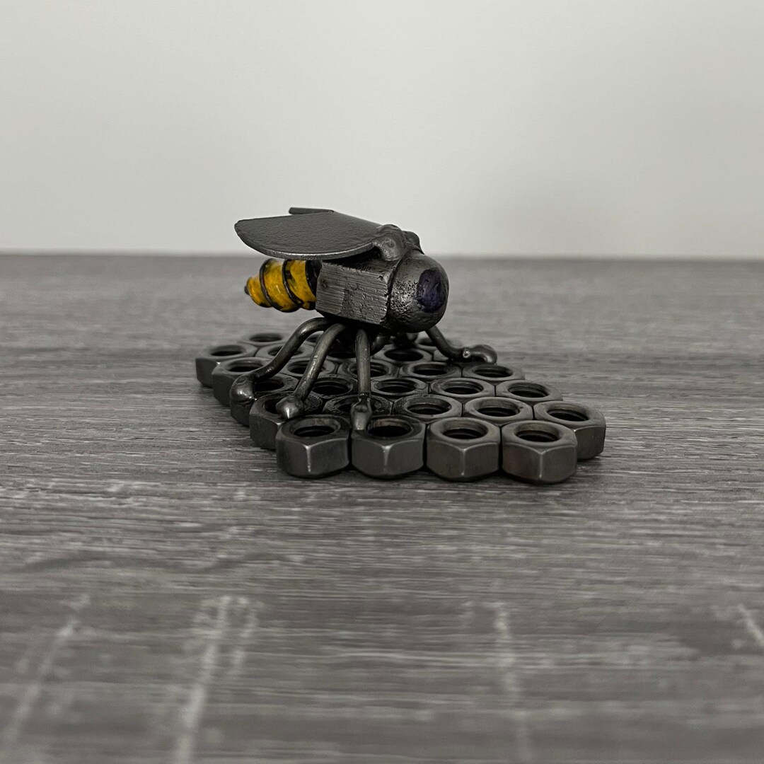 Bee on Honeycomb Scrap Metal Sculpture Home Decor Nature - Etsy