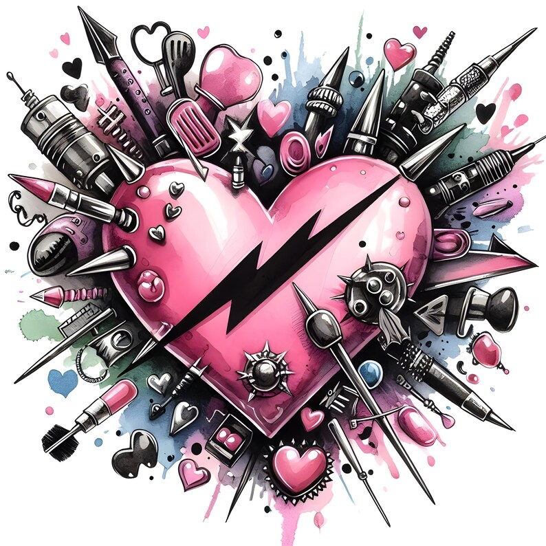 Punk Heart PNG Set: Edgy Valentine Tattoo Designs (digital Download) - Etsy